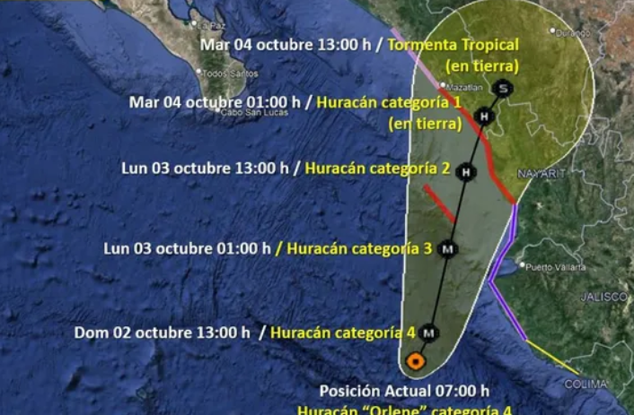 Huracán Orlene se acerca a costas mexicanas convertido en huracán ... Huracán Orlene se acerca a costas mexicanas convertido en huracán ...